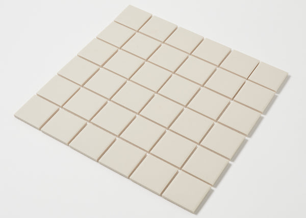 Off White Unglazed Medium Square Mosaic Tile - Mosaic Mode
