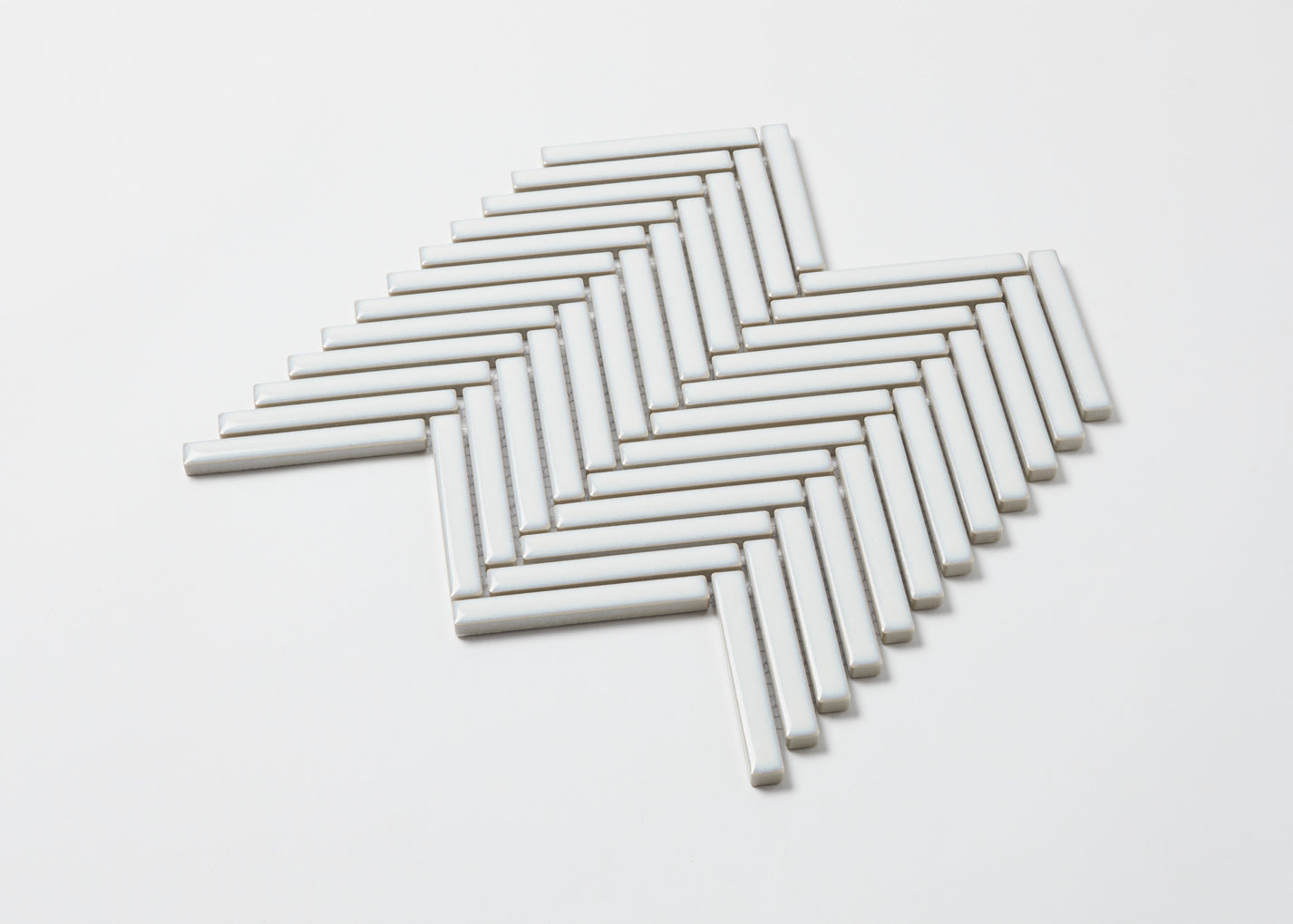 Antique White Gloss Kit Kat Herringbone Mosaic Tile - Mosaic Mode