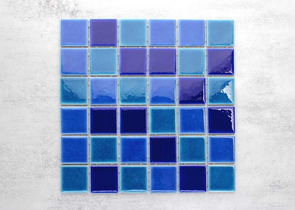 Ocean Blue Mix Square Mosaic Tile - Mosaic Mode