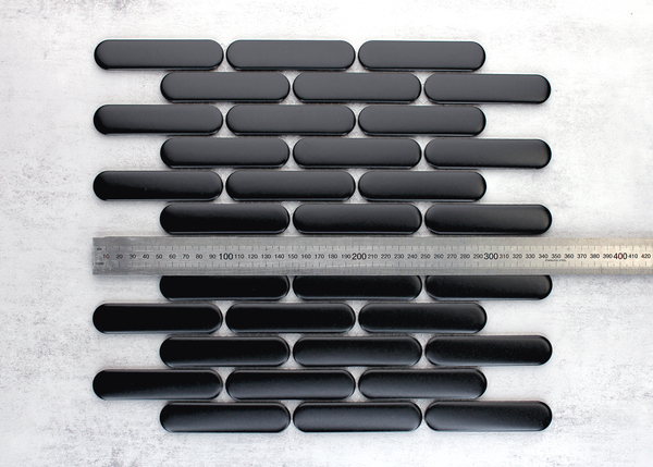 Black Matt Round Head Finger Mosaic Tile - Mosaic Mode