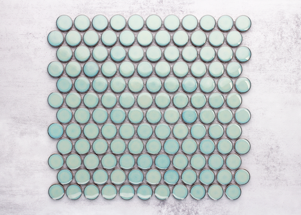 Mint Green Gloss Large 28MM Penny Round Mosaic Tile - Mosaic Mode