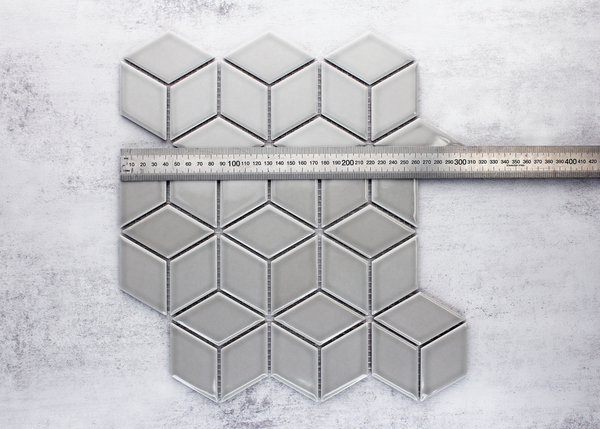 Light Grey Gloss Cube Mosaic Tile - Mosaic Mode