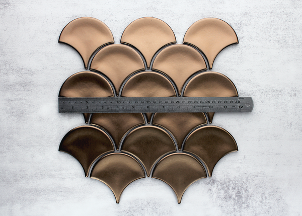Bronze Metal Plated Matt Fish Scale Mosaic Tile - Mosaic Mode