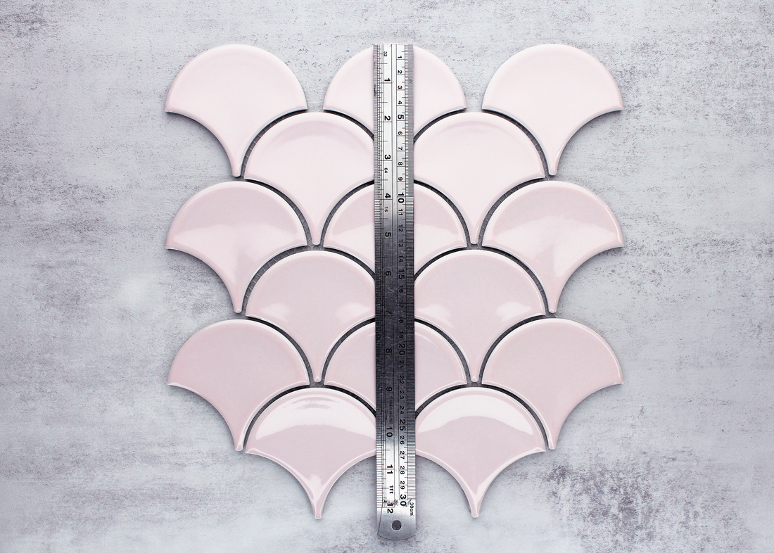 Pastel Pink Gloss Fish Scale Mosaic Tile - Mosaic Mode