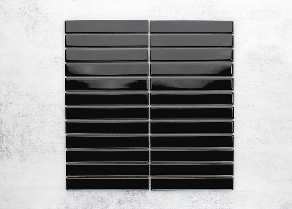 Black Gloss Large Kit Kat Mosaic Tile - Mosaic Mode
