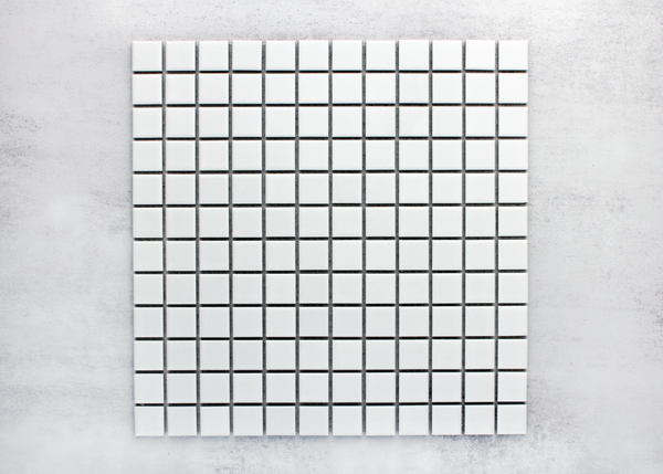 White Matt Small Porcelain Glazed Square Mosaic Tile - Mosaic Mode