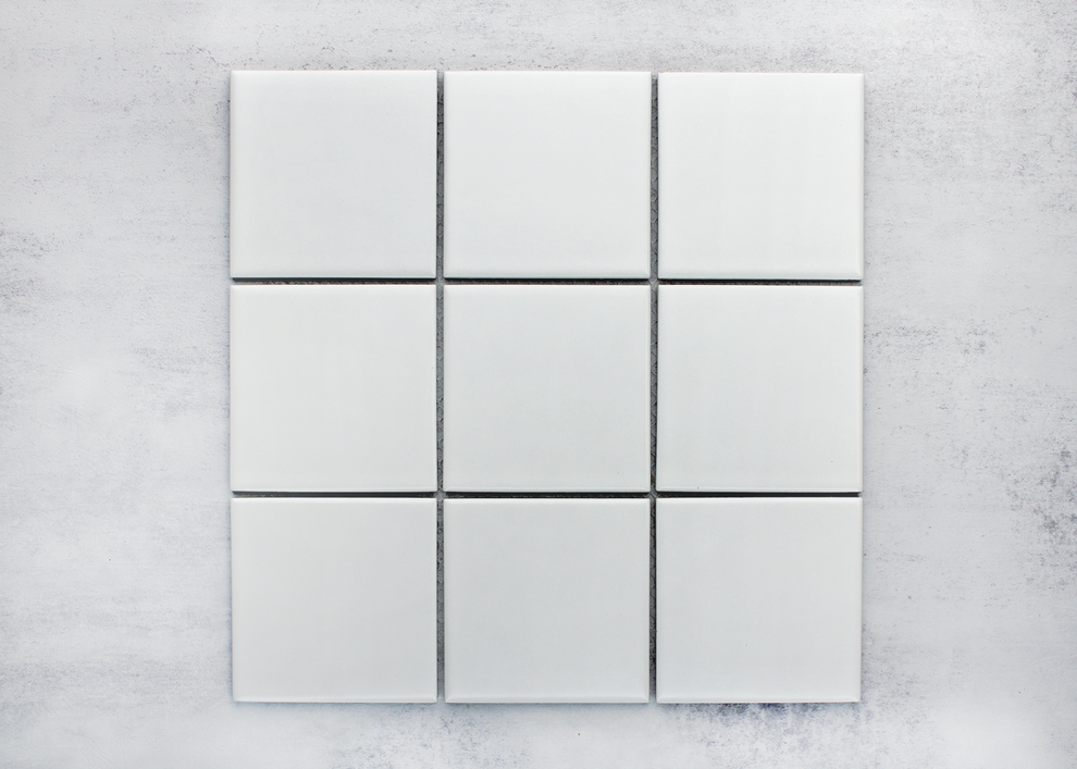 White Matt Large Porcelain Glazed Square Mosaic Tile - Mosaic Mode