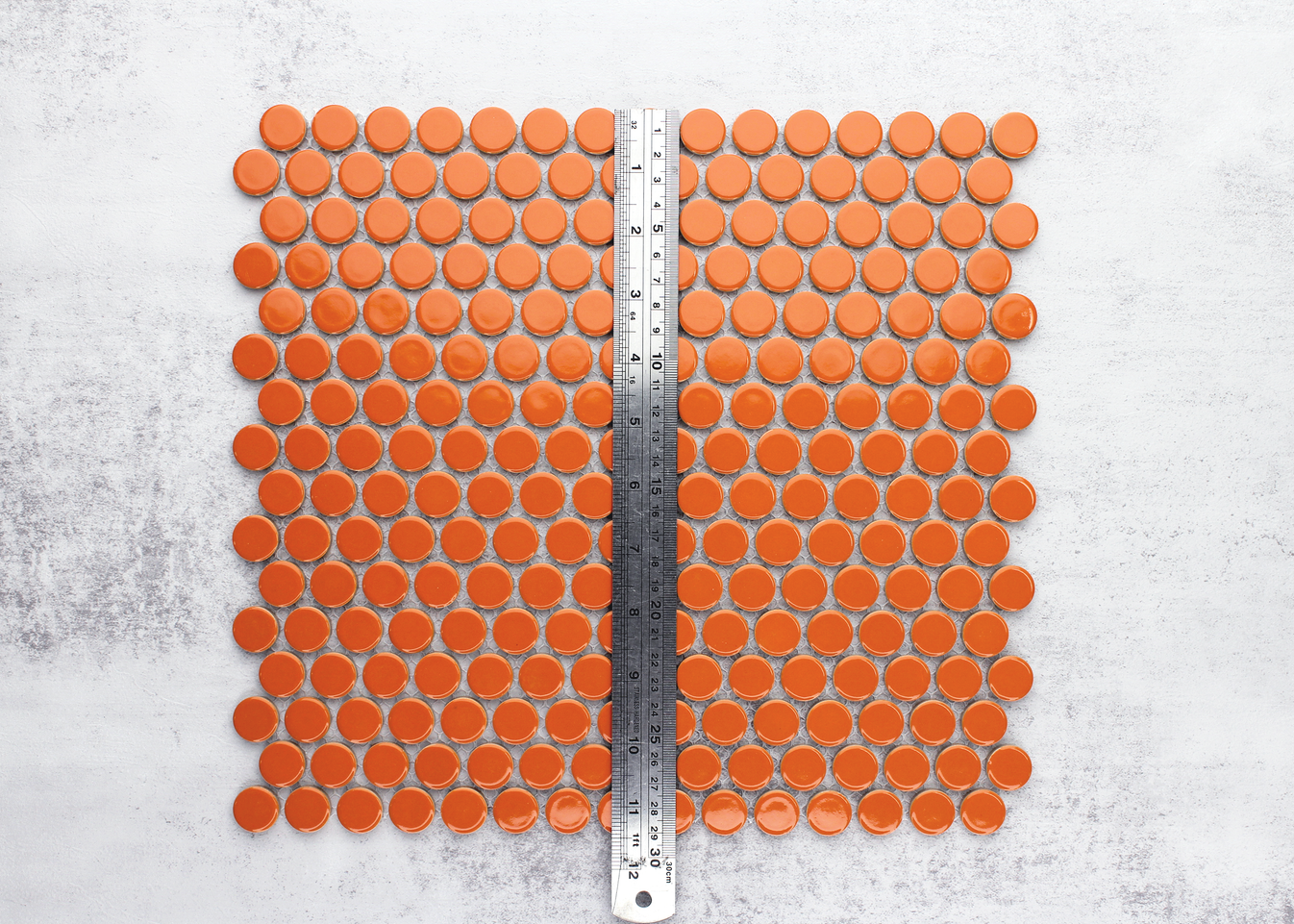 Orange Gloss Penny Round Mosaic Tile - Mosaic Mode
