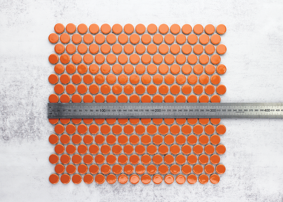 Orange Gloss Penny Round Mosaic Tile - Mosaic Mode