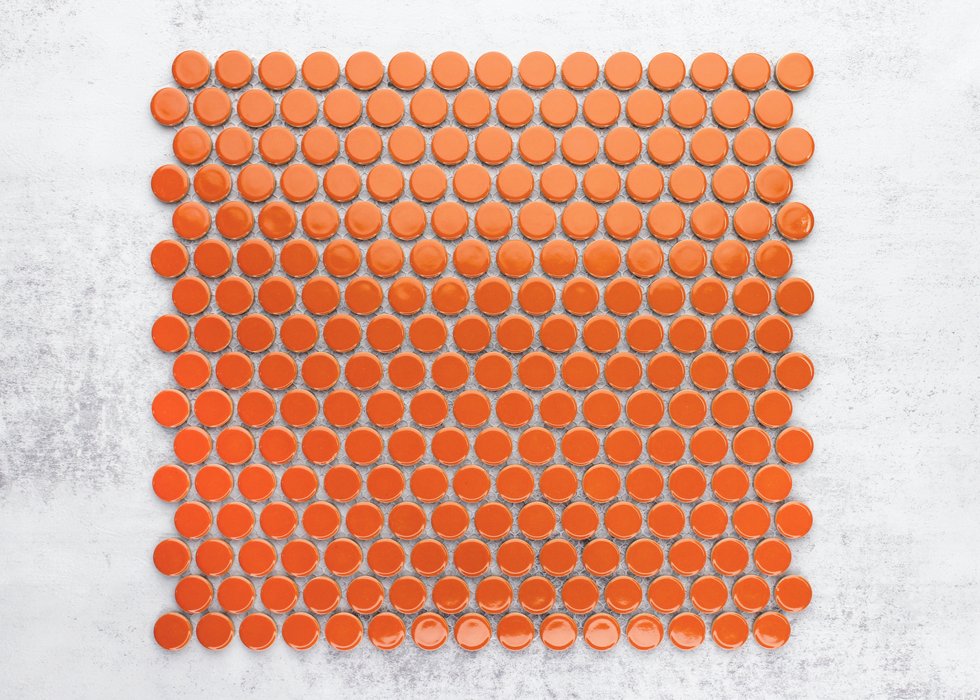 Orange Gloss Penny Round Mosaic Tile - Mosaic Mode