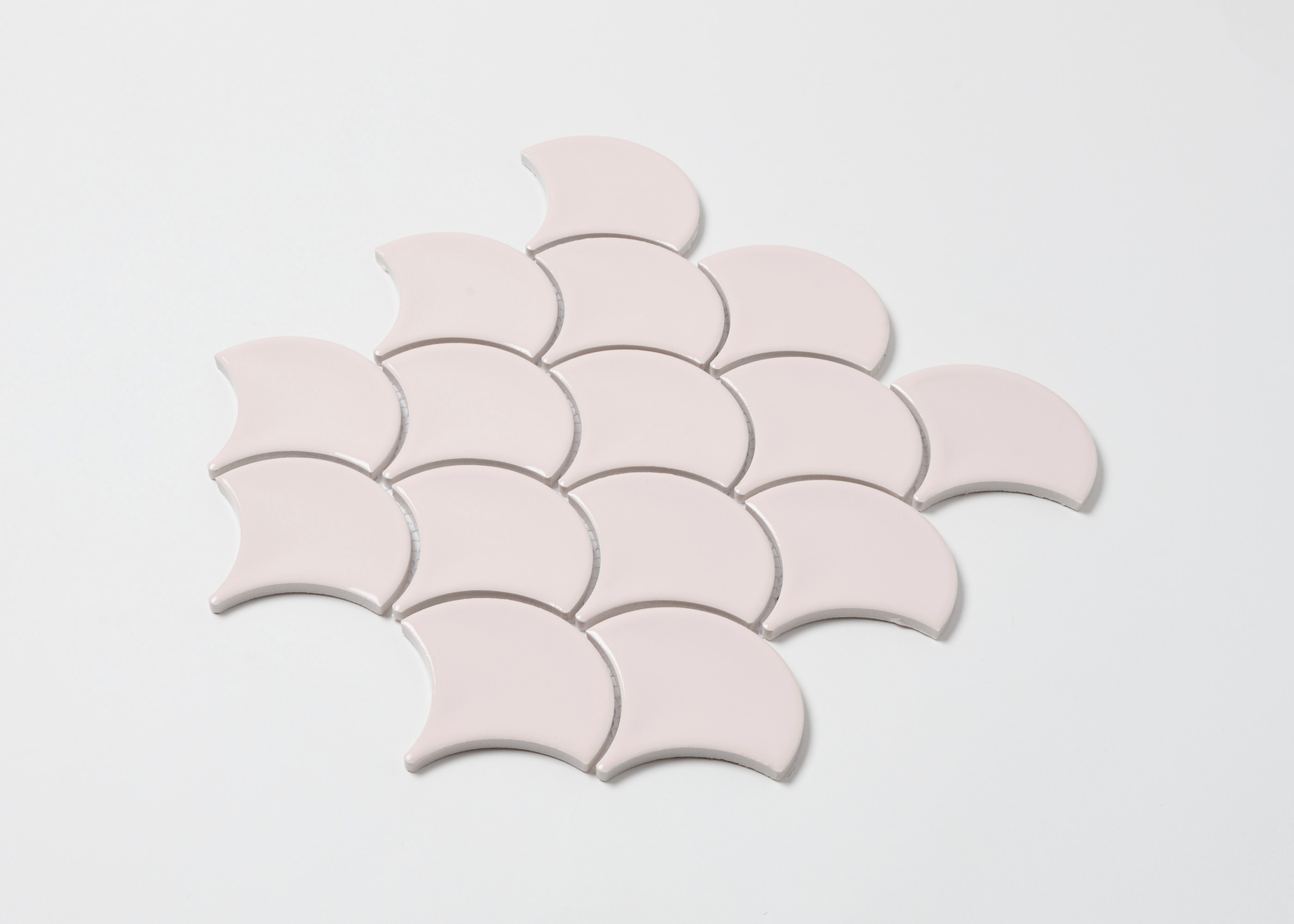 Pastel Pink Gloss Fish Scale Mosaic Tile - Mosaic Mode
